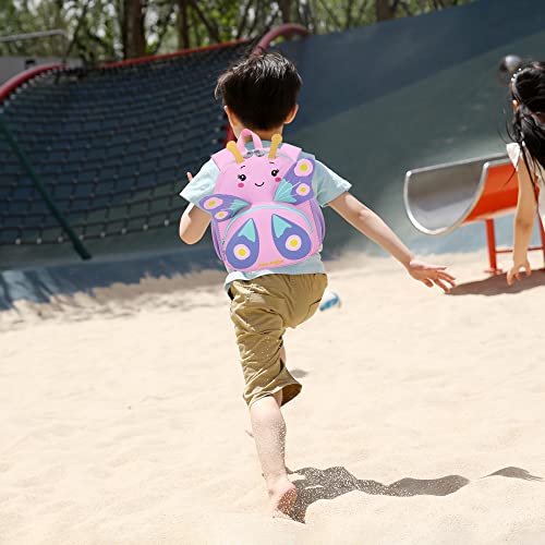 Reqinqin Cute Animal Toddler Backpack，3D Animal Cartoon，MINi Travel Backpack Butterfly Bag for Baby 1-5 Years Girls Personalized Waterproof Bag Kids Backpack（Butterfly）