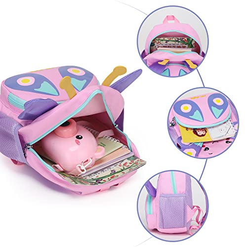 Reqinqin Cute Animal Toddler Backpack，3D Animal Cartoon，MINi Travel Backpack Butterfly Bag for Baby 1-5 Years Girls Personalized Waterproof Bag Kids Backpack（Butterfly）