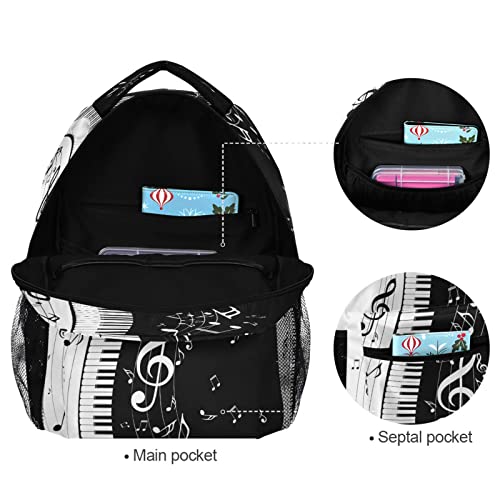 QUGRL Piano Music Note School Backpack for Girls Boys Large Bookbag Laptop Computer Bag Casual Hiking Travel Daypack Backpack Schoolbag for Teens College 16 Inch