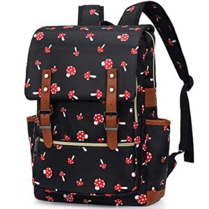 malaxlx mushroom print school backpack for teen girls boys, college bookbags student school bag laptop backpack for womens