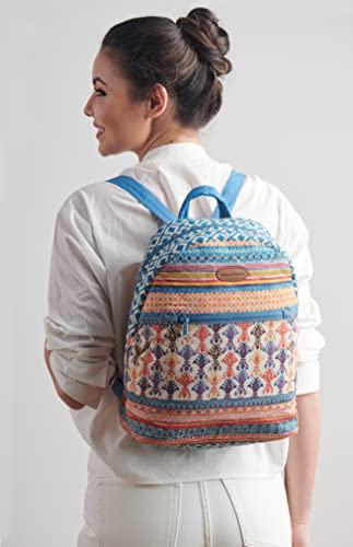 Maison d' Hermine Backpack Cotton Shoulder Backpack with Small Pouch Lightweight Bag for Travel Work Beach Perfect for Women & Men (Ikat - Ikatan)