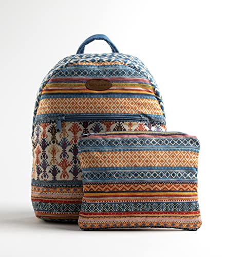 Maison d' Hermine Backpack Cotton Shoulder Backpack with Small Pouch Lightweight Bag for Travel Work Beach Perfect for Women & Men (Ikat - Ikatan)