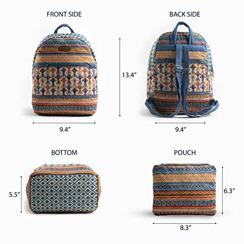 Maison d' Hermine Backpack Cotton Shoulder Backpack with Small Pouch Lightweight Bag for Travel Work Beach Perfect for Women & Men (Ikat - Ikatan)