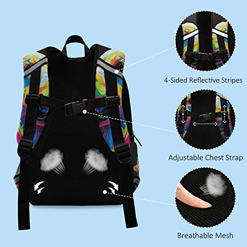 ALAZA Colorful Dog Print Golden Retriever Kids Toddler Backpack Purse for Girls Boys Kindergarten Preschool School Bag w/Chest Clip Leash Reflective Strip