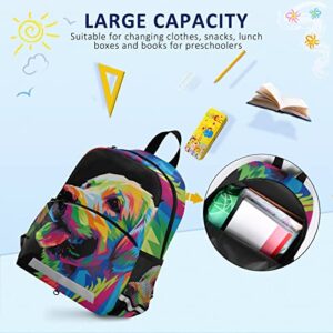 ALAZA Colorful Dog Print Golden Retriever Kids Toddler Backpack Purse for Girls Boys Kindergarten Preschool School Bag w/Chest Clip Leash Reflective Strip