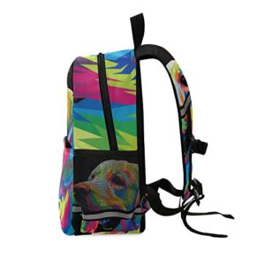 ALAZA Colorful Dog Print Golden Retriever Kids Toddler Backpack Purse for Girls Boys Kindergarten Preschool School Bag w/Chest Clip Leash Reflective Strip