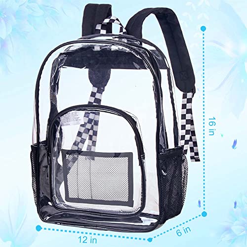 UFNDC Clear Backpack for Men and Women, Heavy Duty PVC Transparent Bookbag,See Through Backpacks - Black