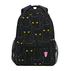 halloween black cat kids backpack for boys girls,funny animal kitten 16 inch school backpack for elementary preschool kindergarten bookbags for teens children women men college travel bag