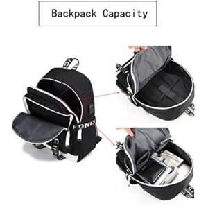 TIMMOR MAGIC Anime Komi Can't Communicate Backpack with USB Charging Port, Schoolbags Bookbags Over 8 Years Old.(Black2)