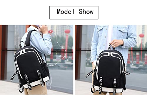 TIMMOR MAGIC Anime Komi Can't Communicate Backpack with USB Charging Port, Schoolbags Bookbags Over 8 Years Old.(Black2)