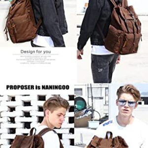 Canvas Backpack Unisex Vintage Casual Rucksack 17 inch Laptop Daypacks Schoolbag College Bookbag Hiking Camping Travel Bag Coffee