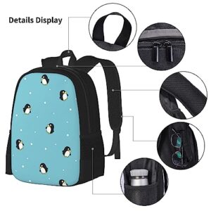 xubrextas 2pcs Backpack Set For Boys, Cartoon Penguin Backpacks And Lunch Box For Girl Elementary Bags Teens Bookbags