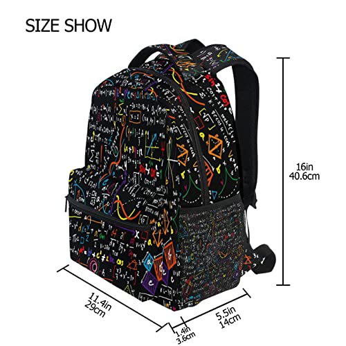 AUUXVA Math Education Geometrical Kids Backpack for Boys Girls,Plots Formulas 16 Inch School Backpack for Elementary Preschool Kindergarten Bookbags for Teens Children Women Men College Travel Bag