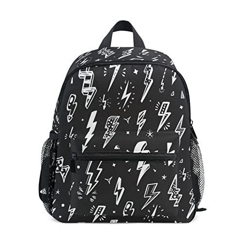 Aflyko Kids Backpack Lightning Bolts Doodle Daycare Kindergarten Daypack Toddler Travel Girls Boys Waterproof Preschool Bag 10" × 4" × 12"