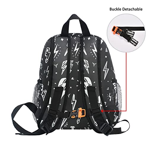 Aflyko Kids Backpack Lightning Bolts Doodle Daycare Kindergarten Daypack Toddler Travel Girls Boys Waterproof Preschool Bag 10" × 4" × 12"