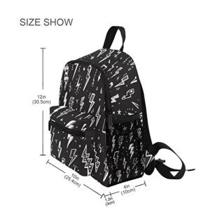 Aflyko Kids Backpack Lightning Bolts Doodle Daycare Kindergarten Daypack Toddler Travel Girls Boys Waterproof Preschool Bag 10" × 4" × 12"