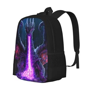 ALIFAFA Cool Dragon School Backpack Dragon Purple Fire Bookbag for Boys Girls Elementary Middle High College School Casual Travel Bag Computer Laptop Daypack Rucksack, 17 Inch