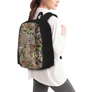 ALIFAFA Deer School Backpack Hunting Camo Deer Forest Tree Bookbag for Boys Girls Elementary Middle High College School Casual Travel Bag Computer Laptop Daypack Rucksack, 17 Inch