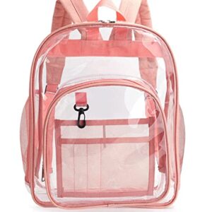 MJUNBOBU Clear Backpack Heavy Duty PVC Transparent Backpack for Girls (pink)