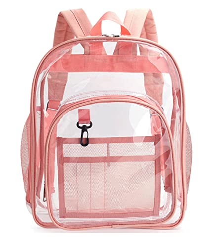 MJUNBOBU Clear Backpack Heavy Duty PVC Transparent Backpack for Girls (pink)