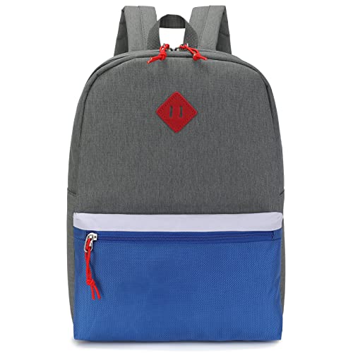 Veious Kids Backpack for Boys & Girls, 15 inch Toddler School Backpacks, Grey Blue