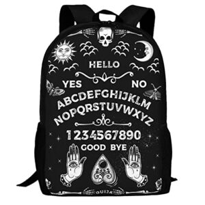 uiacom casual vintage skeleton magic ouija board sun moon backpack big capacity multipurpose bookbag backpack - spirit witch board black gothic goth occult, boys girls gift, travel hiking rucksack