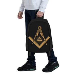 UIACOM Lightweight Masonic Freemason Logo Square and Compasses and Eye Of Providence School Bag Daypack College Backpack for Men Women Travel Rucksack for Sports High School Middle Bookbag