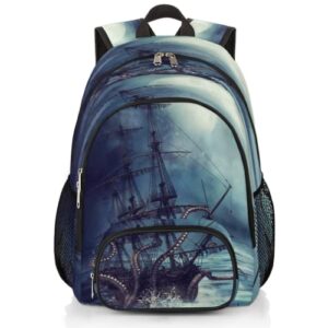 sea octopus kraken bookbag school backpack teens girls boys schoolbag shoulder computer hiking gym travel casual travel daypack