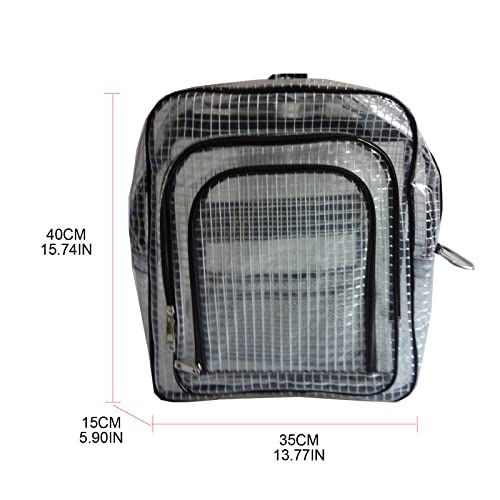 BEERBINGER 15.74 Inch Thicken Clear Backpack, Anti-static Transparent Backpack with Keychian for College Workplace Cleanroom Engineer,