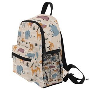 African Wild Animals Toddler Backpacks for Kids Preschool Schoolbag Backpack for Boys Girls Animals Mini Kindergarten Nursery Bag with Chest Strap