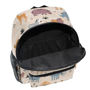 African Wild Animals Toddler Backpacks for Kids Preschool Schoolbag Backpack for Boys Girls Animals Mini Kindergarten Nursery Bag with Chest Strap