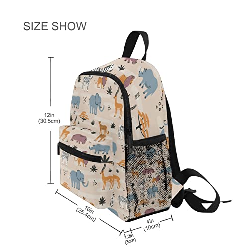 African Wild Animals Toddler Backpacks for Kids Preschool Schoolbag Backpack for Boys Girls Animals Mini Kindergarten Nursery Bag with Chest Strap