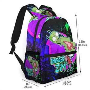 DHCUTE Casual Backpack Invader Cartoon_Zim Unisex High Capacity Students Schoolbag Travel Fashion Shoulders Bag