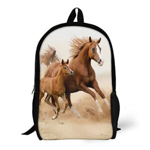 one to promise horses school backpack wild animal cool arabian horses running in desert bookbags adjustable travel daypack water resistant shoulders school bag for womens mens teens boys girls