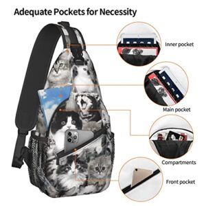 ASYG Cat Sling Bag Crossbody Chest Daypack Casual Backpack Space UFO Shoulder Bag For Travel Hiking Sport Gym