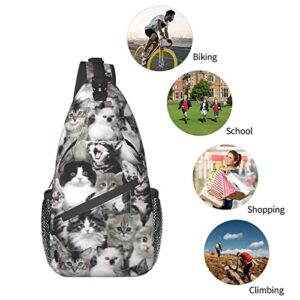 ASYG Cat Sling Bag Crossbody Chest Daypack Casual Backpack Space UFO Shoulder Bag For Travel Hiking Sport Gym