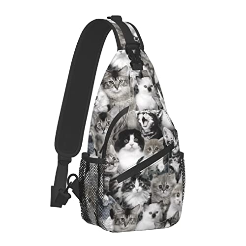 ASYG Cat Sling Bag Crossbody Chest Daypack Casual Backpack Space UFO Shoulder Bag For Travel Hiking Sport Gym