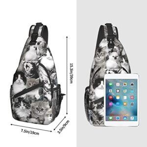 ASYG Cat Sling Bag Crossbody Chest Daypack Casual Backpack Space UFO Shoulder Bag For Travel Hiking Sport Gym