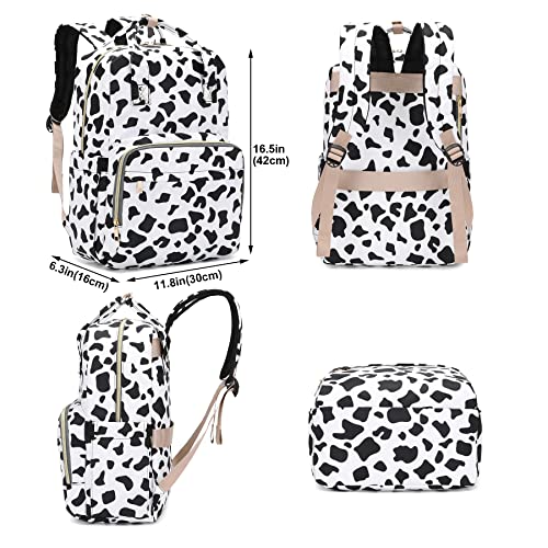 Kouxunt Cow Print Laptop Backpack College Bookbag School Backpack for Women Girls, Travel Backpack 15.6 Inch Computer Backpacks