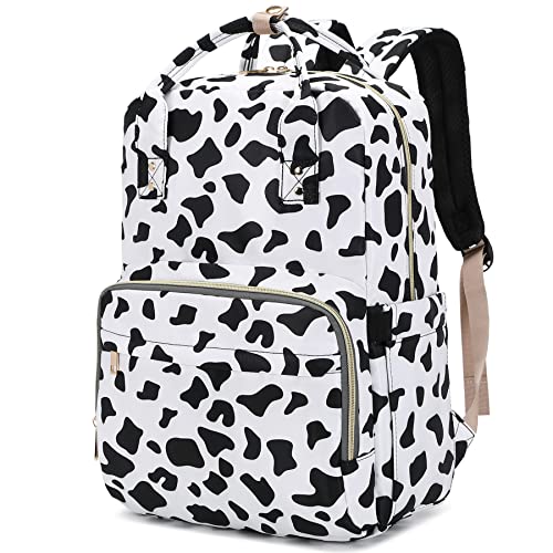 Kouxunt Cow Print Laptop Backpack College Bookbag School Backpack for Women Girls, Travel Backpack 15.6 Inch Computer Backpacks