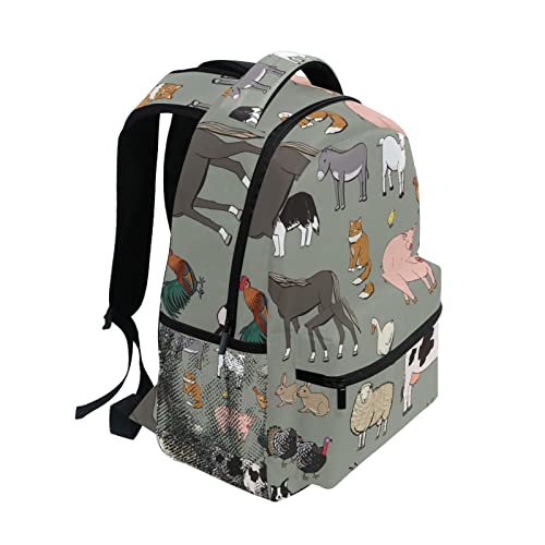 Krafig Farm Animals Pattern Boys Girls Kids School Backpacks Bookbag, Elementary School Bag Travel Backpack Daypack