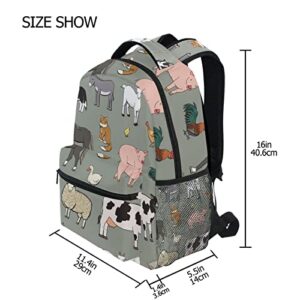 Krafig Farm Animals Pattern Boys Girls Kids School Backpacks Bookbag, Elementary School Bag Travel Backpack Daypack