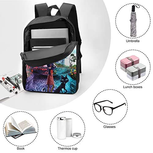 Adjzepuo Coraline Teenagers Water Resistant Casual Backpack 3D Printed Fashion Travel Bag Schoolbag for Boys And Girls 17 Inch