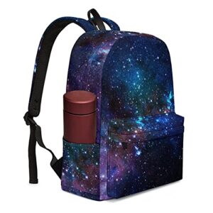 QSMX Outer Space Galaxy Stary School Backpack, Lightweight Kids Backpack Classic Bookbag Cool Daypack for Teen Boys Girls High School Student, 17 Inch