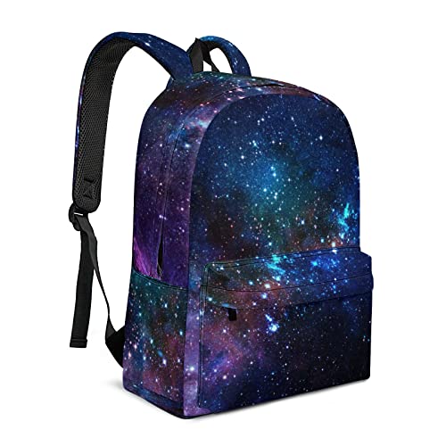 QSMX Outer Space Galaxy Stary School Backpack, Lightweight Kids Backpack Classic Bookbag Cool Daypack for Teen Boys Girls High School Student, 17 Inch