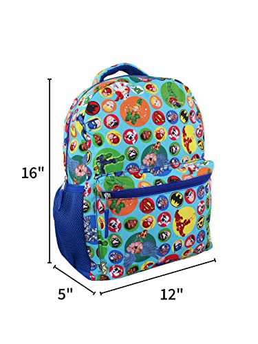 DC Super Friends Boys Girls 16" School Backpack (One Size, Blue)