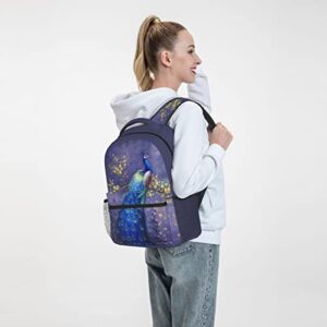 ASYG Peacock Backpack Laptop Backpack Womens Bag Tablet Travel Picnic Women Bag Cute Laptop Bag for Men Women