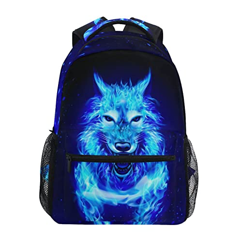 ALAZA Fire Woolf Niamal Print Backpack Purse with Multiple Pockets Name Card Personalized Travel Laptop School Book Bag, Size M/16.9 inch