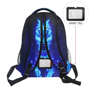 ALAZA Fire Woolf Niamal Print Backpack Purse with Multiple Pockets Name Card Personalized Travel Laptop School Book Bag, Size M/16.9 inch