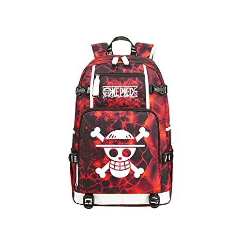 One Piece Anime Character Luffy Fashion Backpack with USB Interface Laptop Casual Backpack Large Capacity (F6-4)